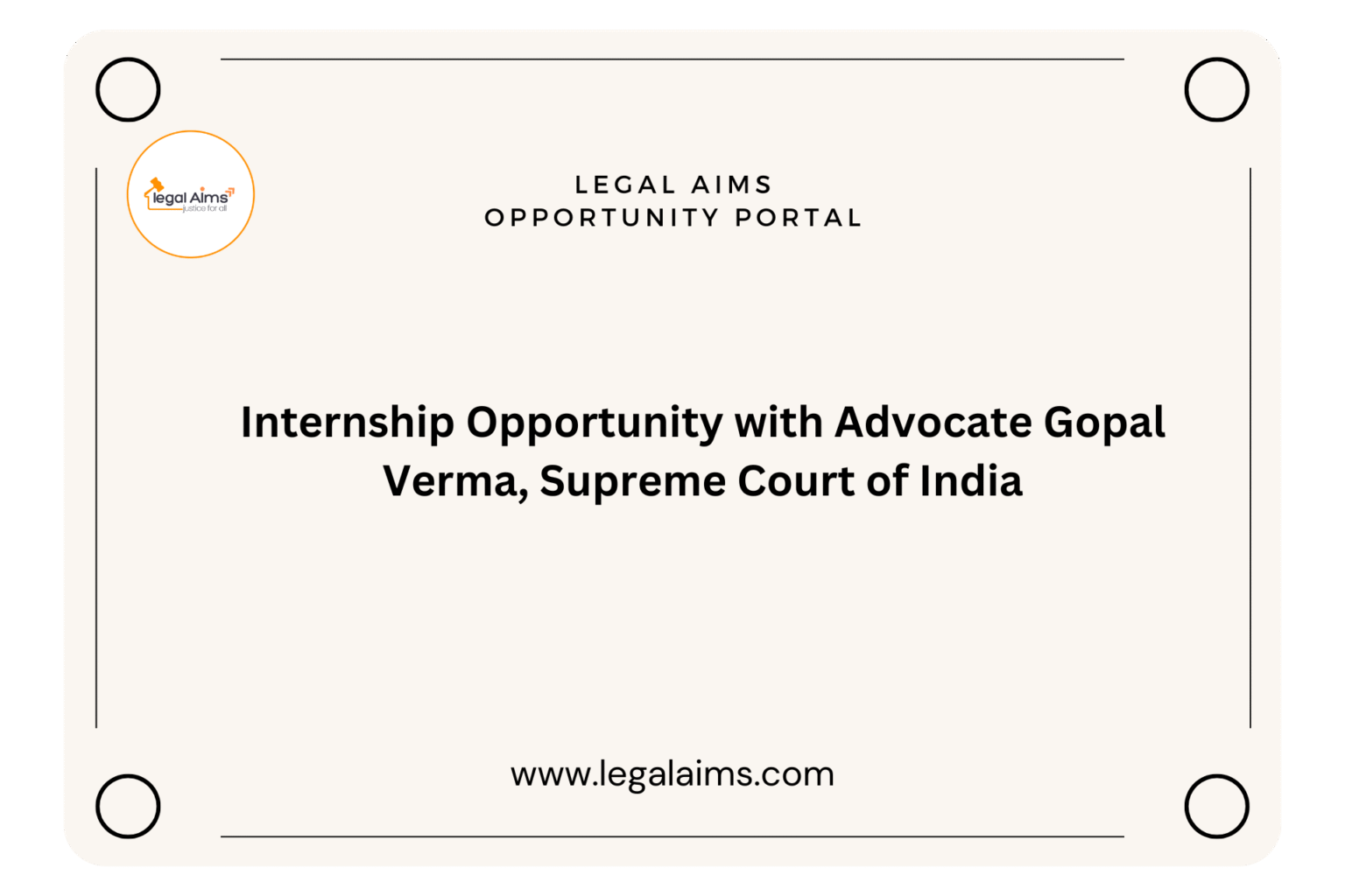 Internship Opportunity With Advocate Gopal Verma, Supreme Court Of India
