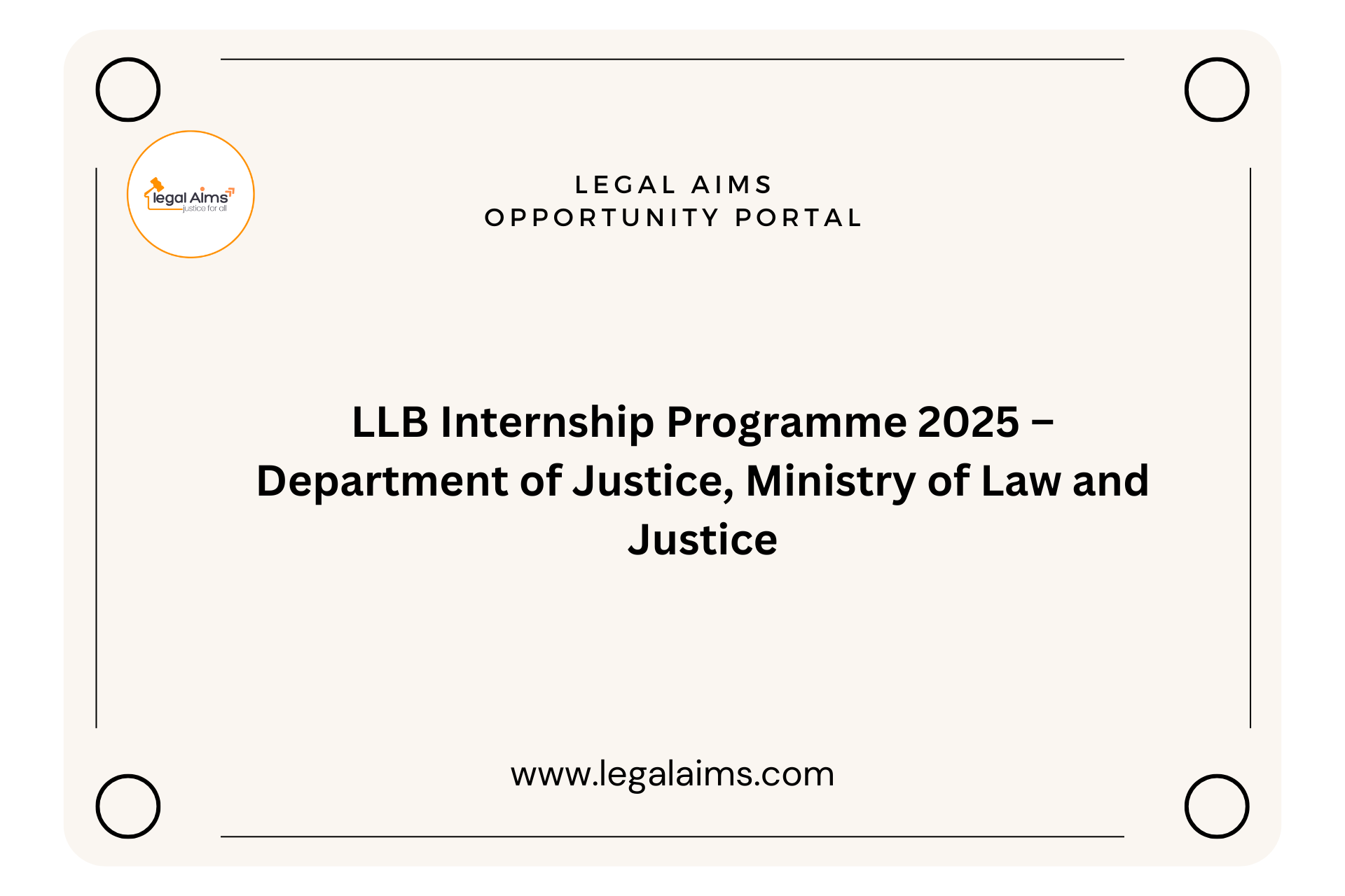 LLB Internship Programme 2025 – Department Of Justice